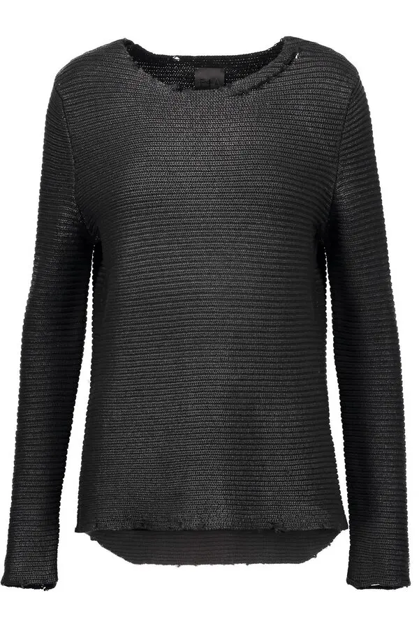 RtA Jules Distressed Coatedcotton Sweater