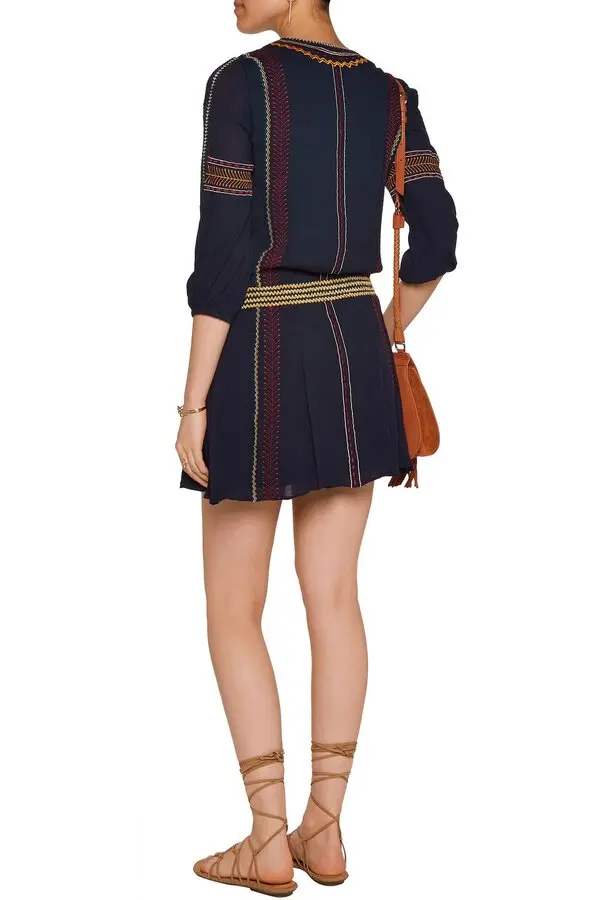Alice + Olivia Alice Olivia Jolene Embroidered Voile Mini Dress