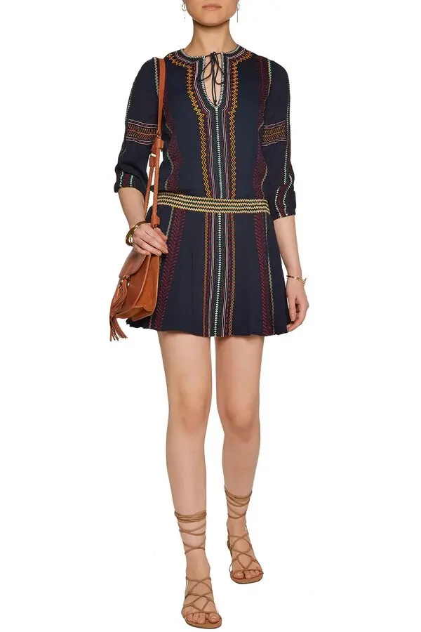 Alice + Olivia Alice Olivia Jolene Embroidered Voile Mini Dress