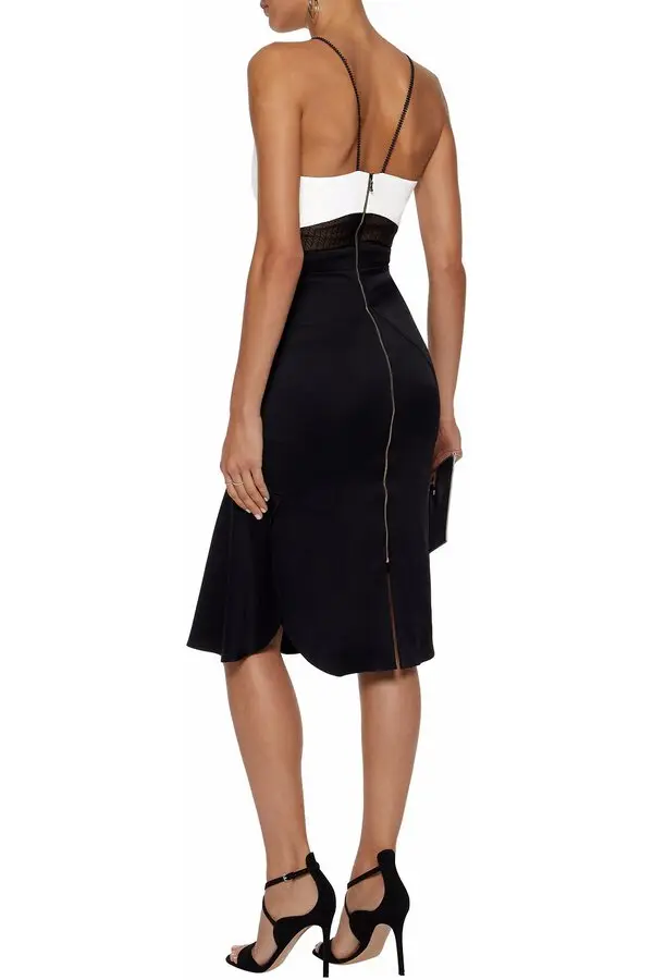 Roland Mouret Mesh-paneled Two-tone Cady Dress