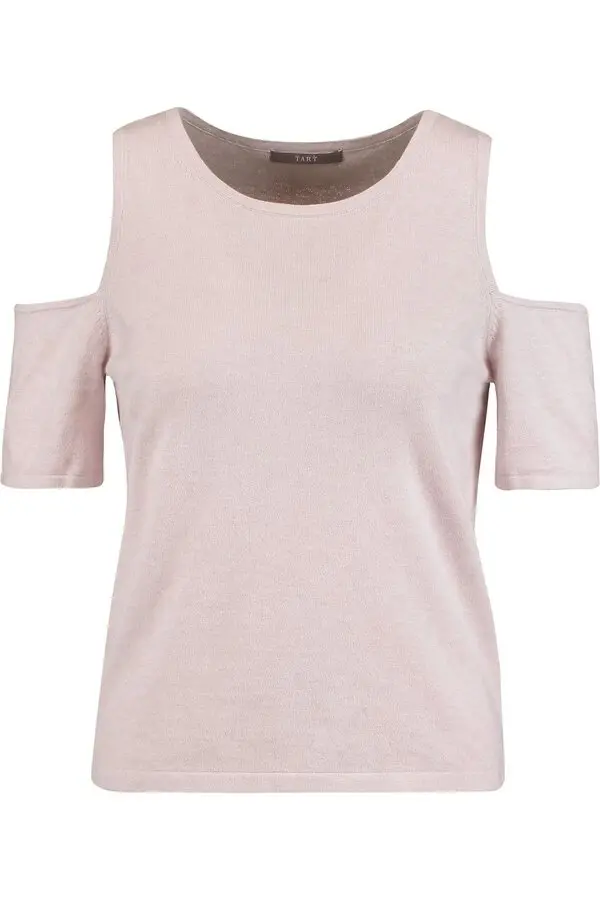 TART COLLECTIONS Sophia Coldshoulder Cotton And Cashmereblend Sweater - Blush