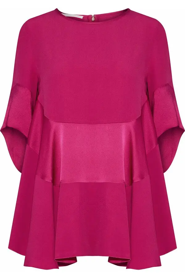 Antonio Berardi Paneled Draped Crepe Blouse