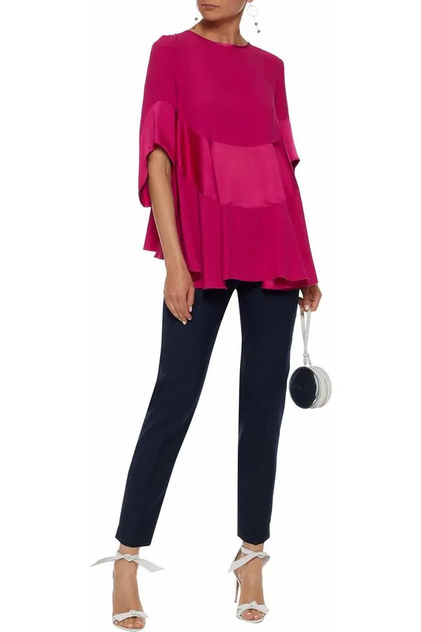 Antonio Berardi Paneled Draped Crepe Blouse