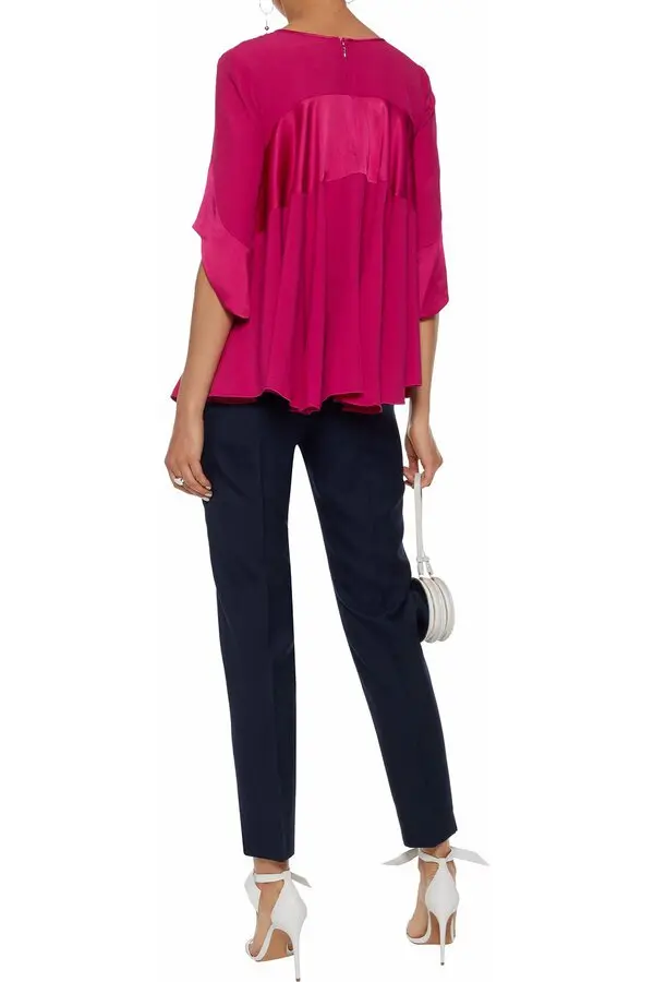 Antonio Berardi Paneled Draped Crepe Blouse