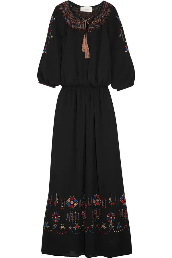 The Great. Promenade Embroidered Crepe Maxi Dress
