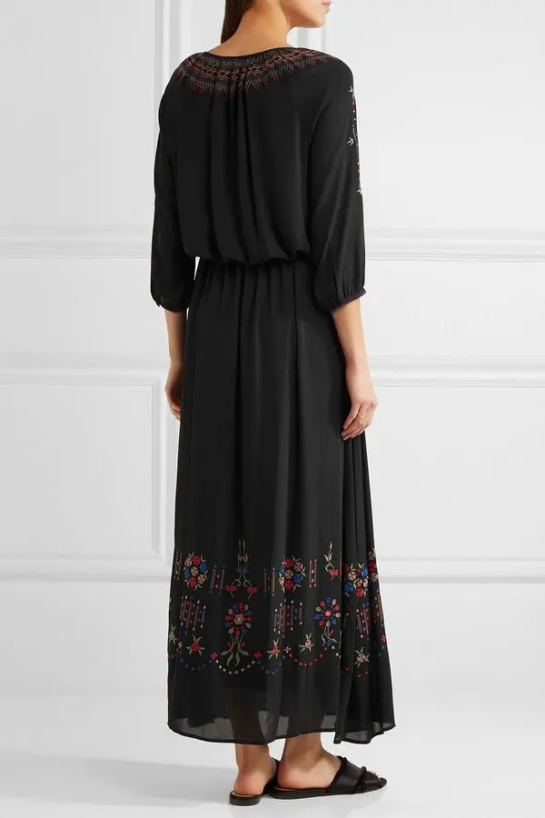The Great. Promenade Embroidered Crepe Maxi Dress