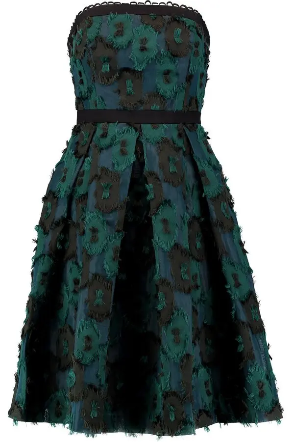 Saloni Anina Strapless Fil Coupé Chiffon Dress
