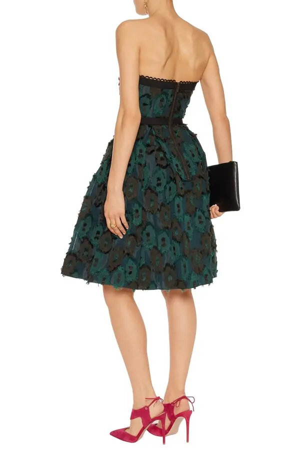 Saloni Anina Strapless Fil Coupé Chiffon Dress