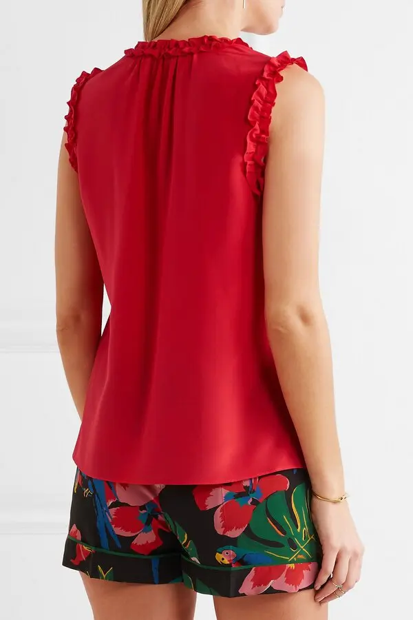 Tory Burch Marie Ruffled Silk Crepe De Chine Top