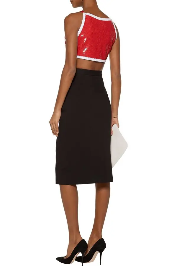 Moschino Cropped Sequined Crepe Top