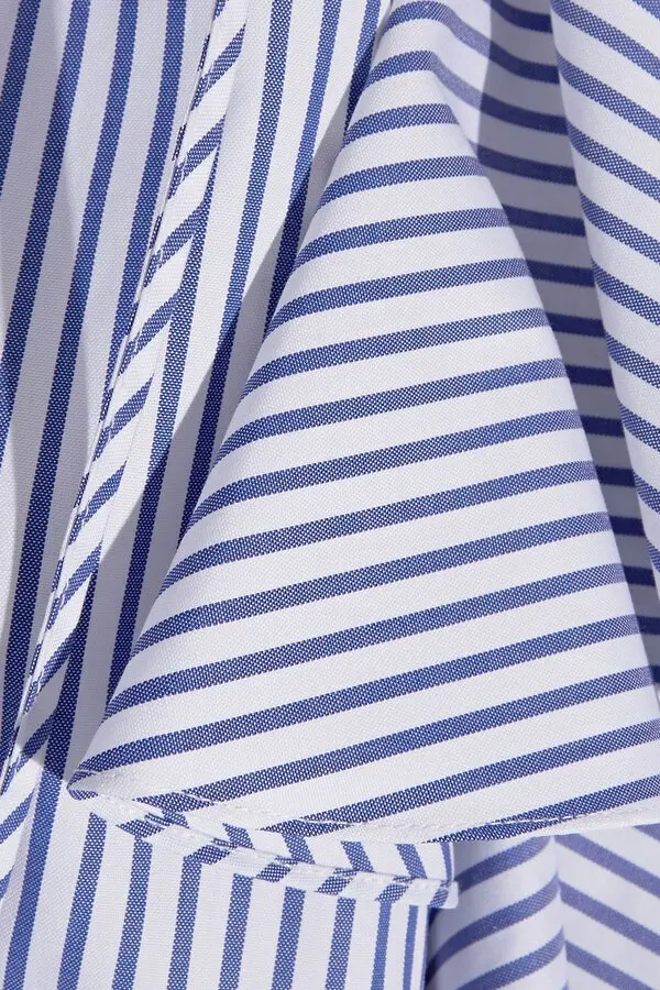 Caroline Constas Nina Ruffled Striped Cotton Oxford Jacket