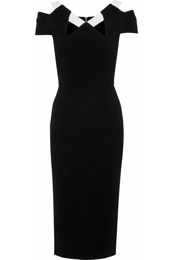 Roland Mouret Cutout Wool-crepe Dress - Black