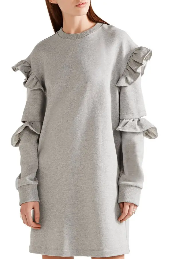 SJYP Cutout Ruffled Cotton-terry Mini Dress