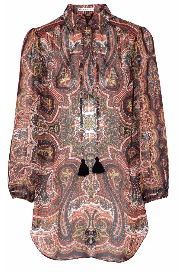 Alice + Olivia Alice Olivia Printed Broadcloth Top