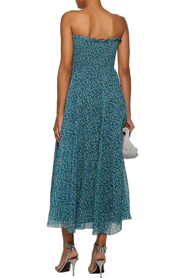 Philosophy Di Lorenzo Serafini Smocked Printed Silk Chiffon Maxi Dress