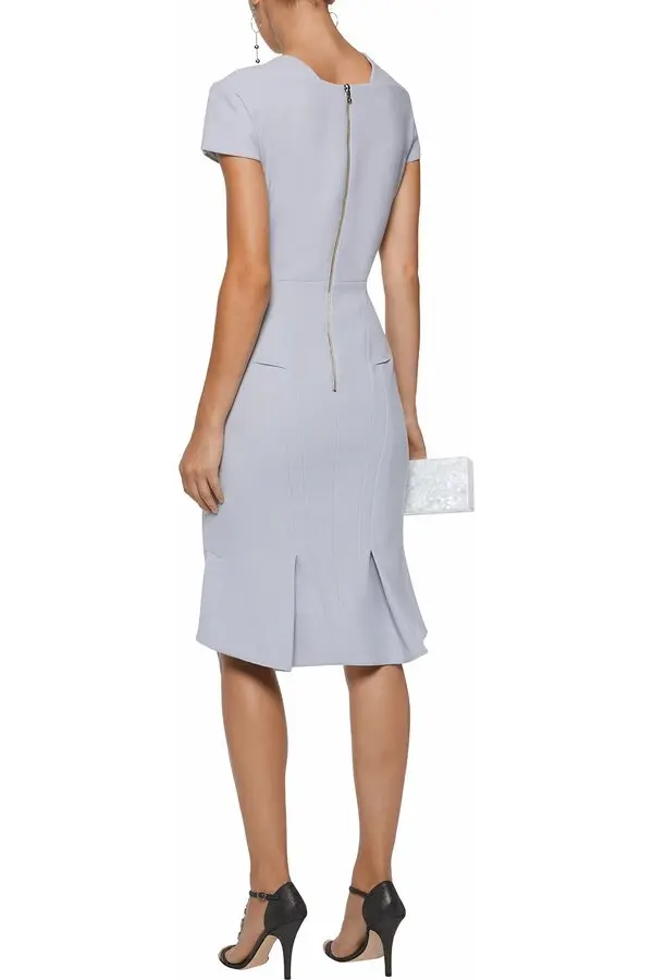 Roland Mouret Farrant Pleated Wool Crepe Midi Dress