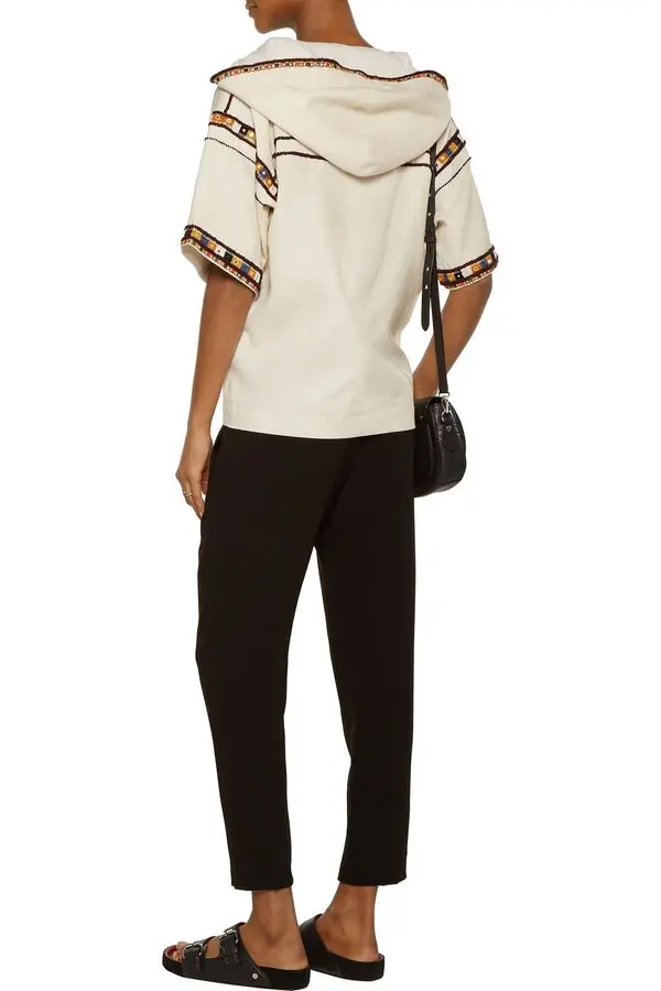 Isabel Marant Étoile Berit Embroidered Wool Hooded Top