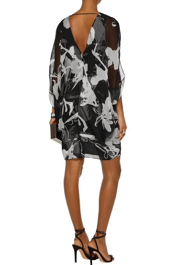 Halston Printed Chiffon Mini Dress