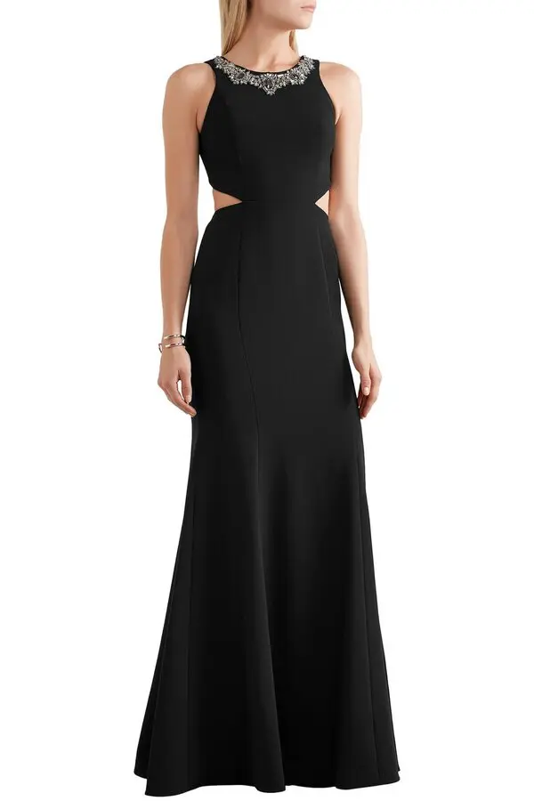 Marchesa Cutout Embellished Stretchcrepe Gown