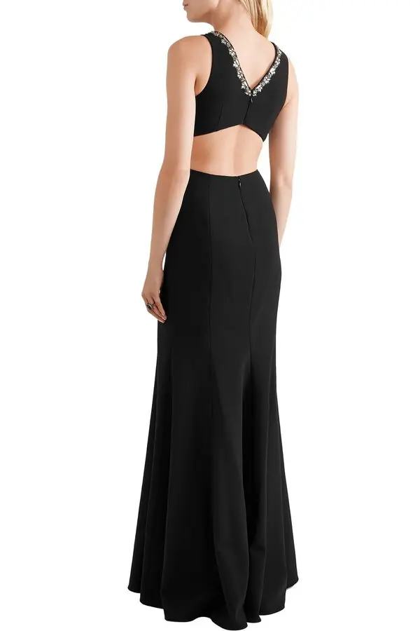 Marchesa Cutout Embellished Stretchcrepe Gown