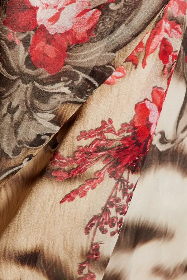 Roberto Cavalli Printed Silkchiffon Turtleneck Mini Dress