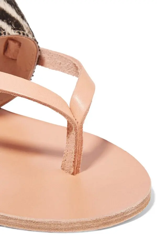 ANCIENT GREEK SANDALS Zoe Zebra Print Pony Hair Effect Leather Sandals