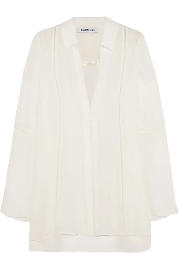 Elizabeth And James Luna Pointelletrimmed Silk Crepe De Chine Jacket - Ivory