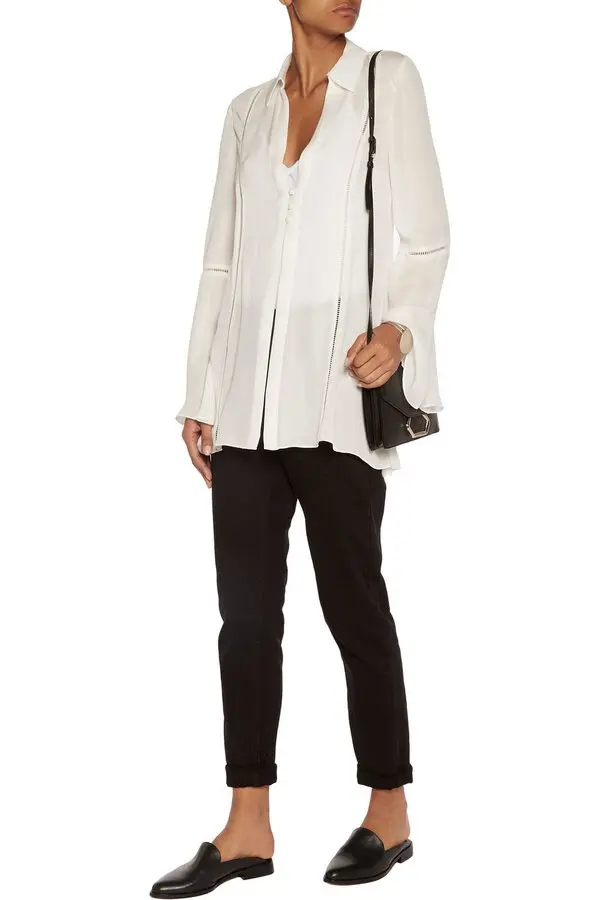 Elizabeth And James Luna Silk Crepe De Chine Jacket With Pointelle Trims