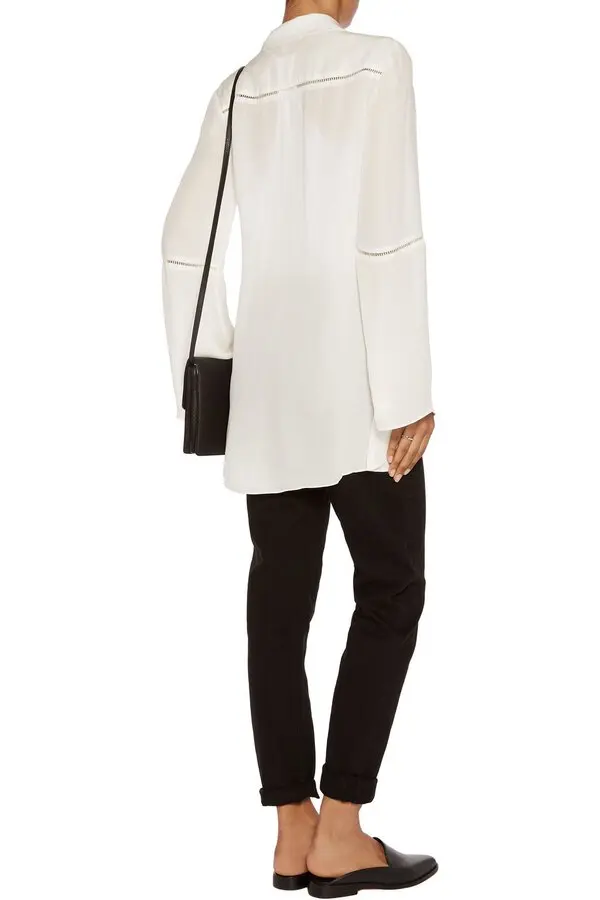Elizabeth And James Luna Silk Crepe De Chine Jacket With Pointelle Trims