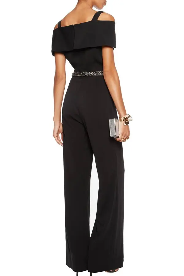 Badgley Mischka Embellished Crepe Jumpsuit