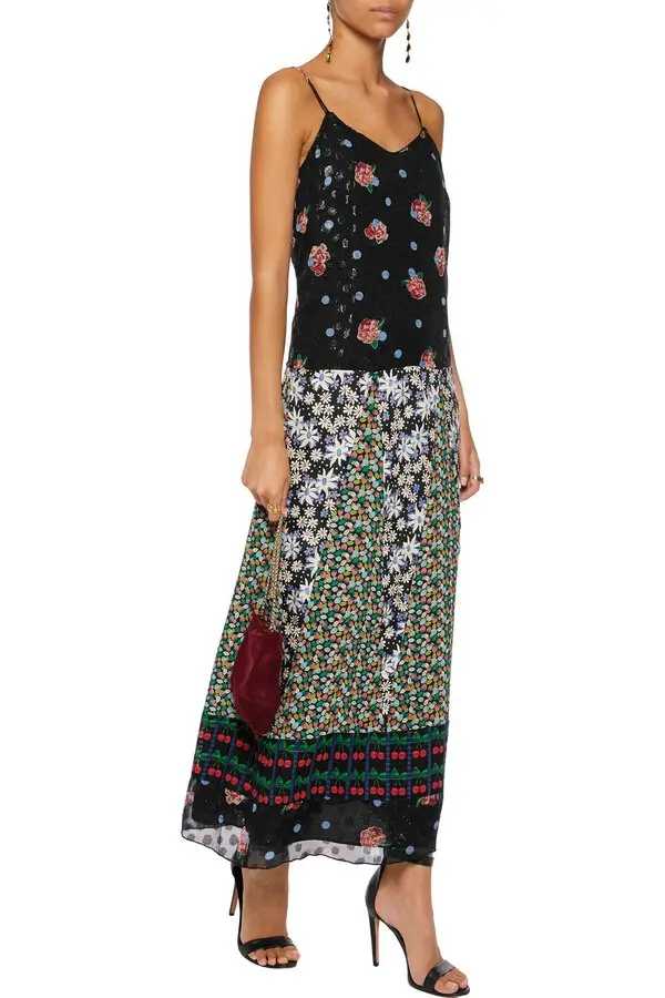 Anna Sui Silk Fil Coupé And Jacquard Maxi Dress