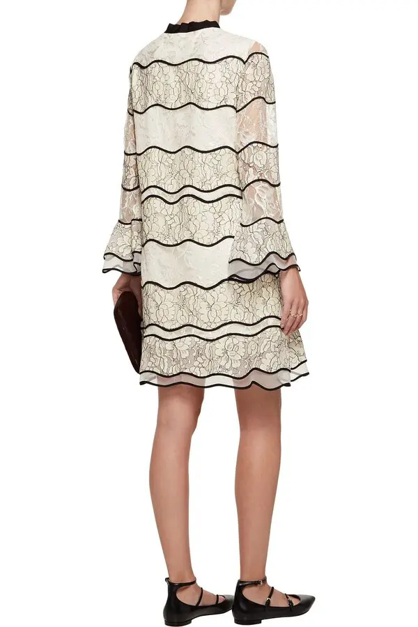 Sachin & Babi Slipper Tiefront Paneled Lace Mini Dress