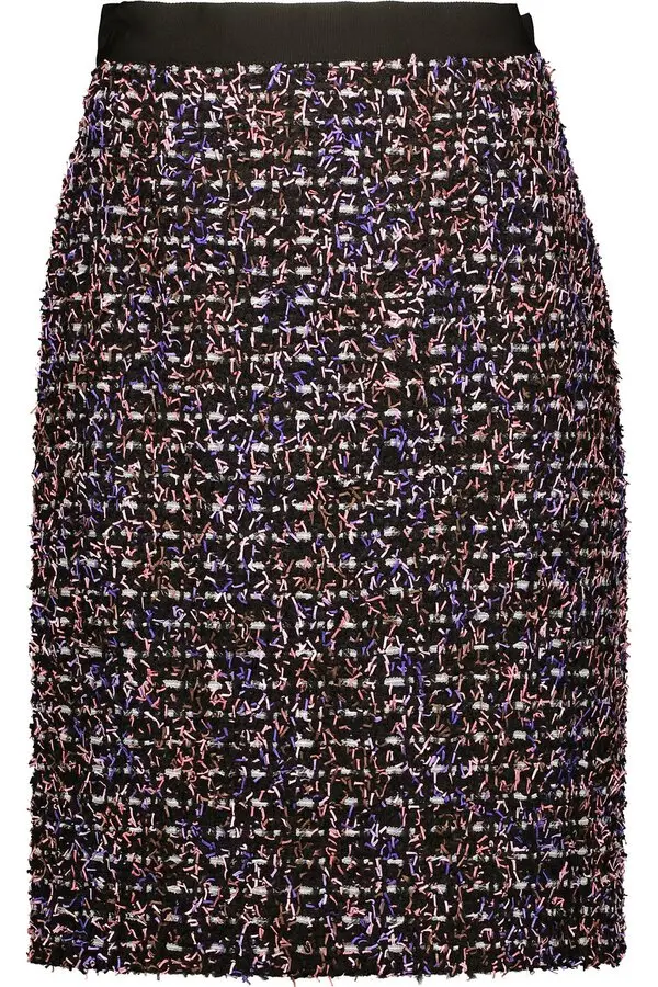 Giambattista Valli Grosgraintrimmed Frayed Tweed Mini Skirt - Violet