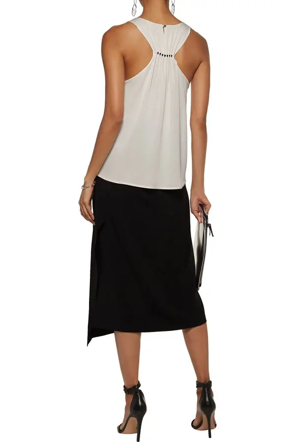Halston Embellished Silkblend Top