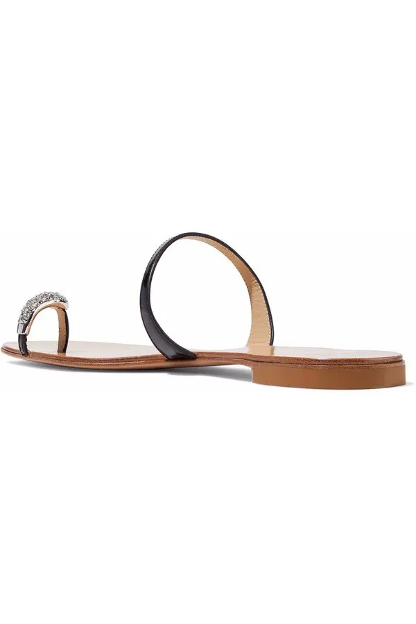 GIUSEPPE ZANOTTI Nuvorock Crystal Embellished Glossed Leather Sandals