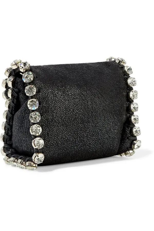 Stella McCartney Crystal-embellished Faux Brushed Leather Clutch