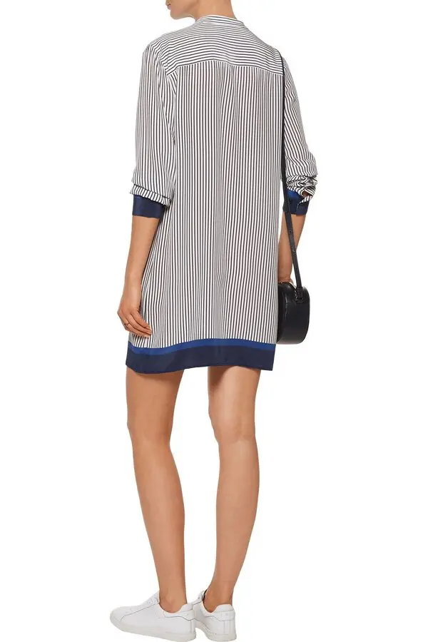 Equipment Belen Pinstriped Silk Mini Shirt Dress