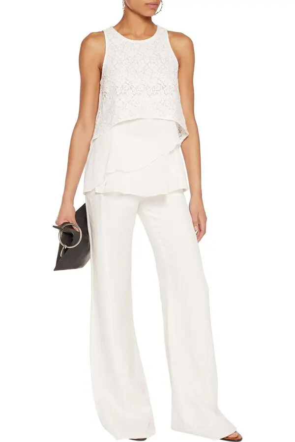 Derek Lam 10 Crosby Lace And Cotton-blend Layered Top