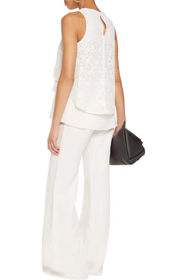 Derek Lam 10 Crosby Lace And Cotton-blend Layered Top