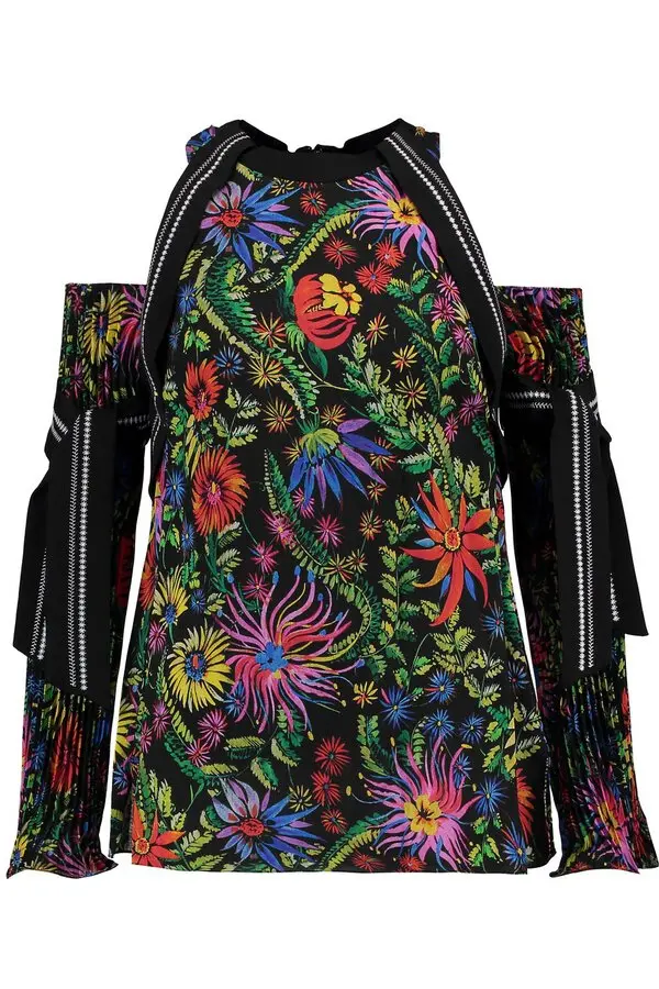 3.1 Phillip Lim Coldshoulder Embroidered Jacquard Top