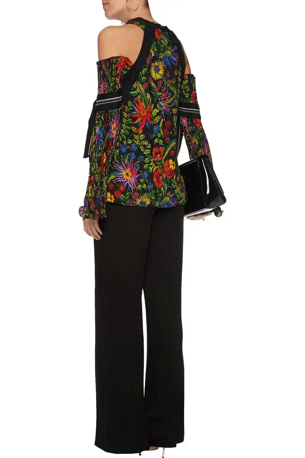 3.1 Phillip Lim Coldshoulder Embroidered Jacquard Top