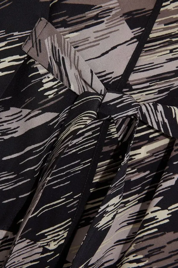Halston Printed Silk Crepe De Chine Kimono Jacket
