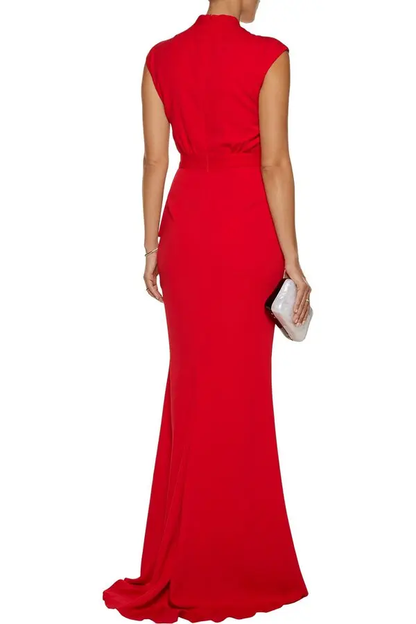 Badgley Mischka Pleated Wrapeffect Cady Gown