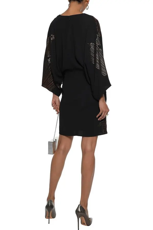 Halston Wrapeffect Metallic Printed Crepe Dress