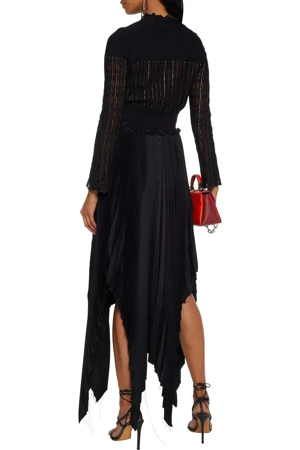 Alexander McQueen Ruffled Burnouteffect Metallic Stretchknit Cardigan