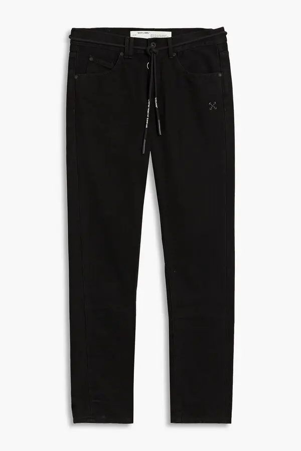 Off-White Slimfit Belted Logoappliquéd Denim Jeans