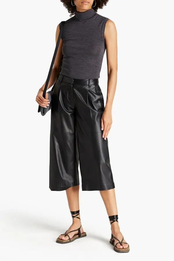 Brunello Cucinelli Mélange Wool-blend Jersey Turtleneck Top