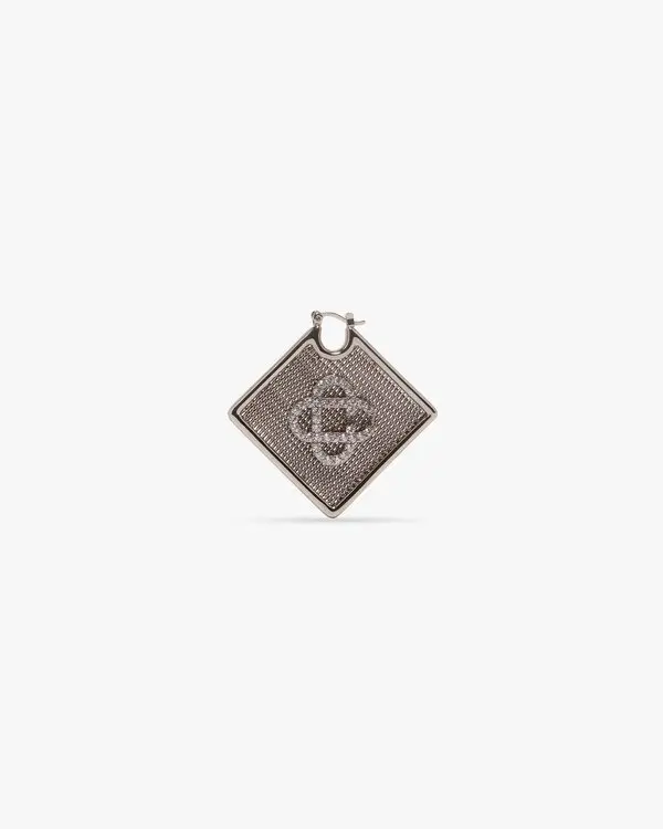 Casablanca Silver Diamond Logo Brass Ear Hoops - Multicolor