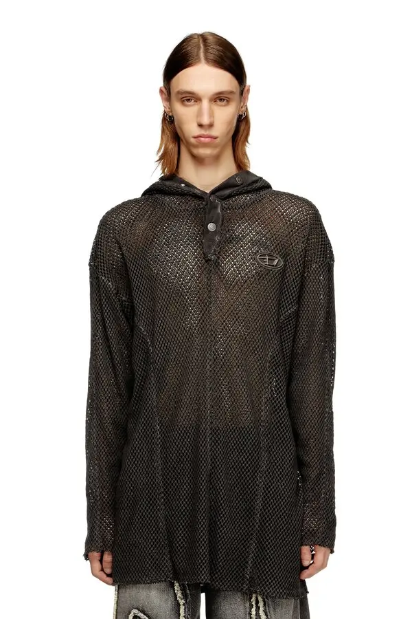 DIESEL® Fishnet Hoodie With Full-closure Hood