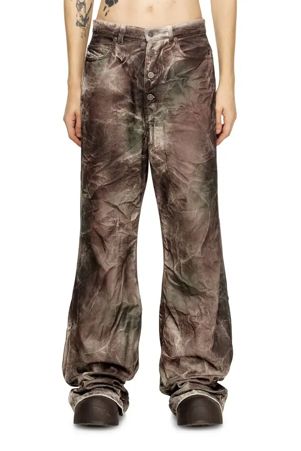 DIESEL® Pants In Crinkled Camo Canvas - Multicolor